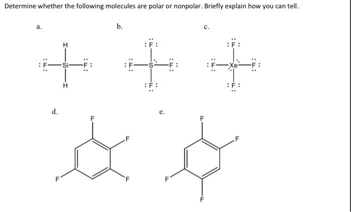Solved Determine whether the following molecules are polar | Chegg.com