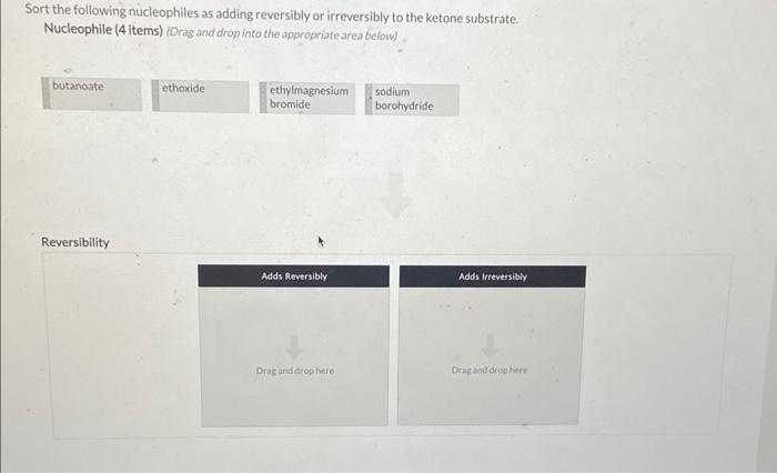 Solved Sort the following nucleophiles as adding reversibly | Chegg.com