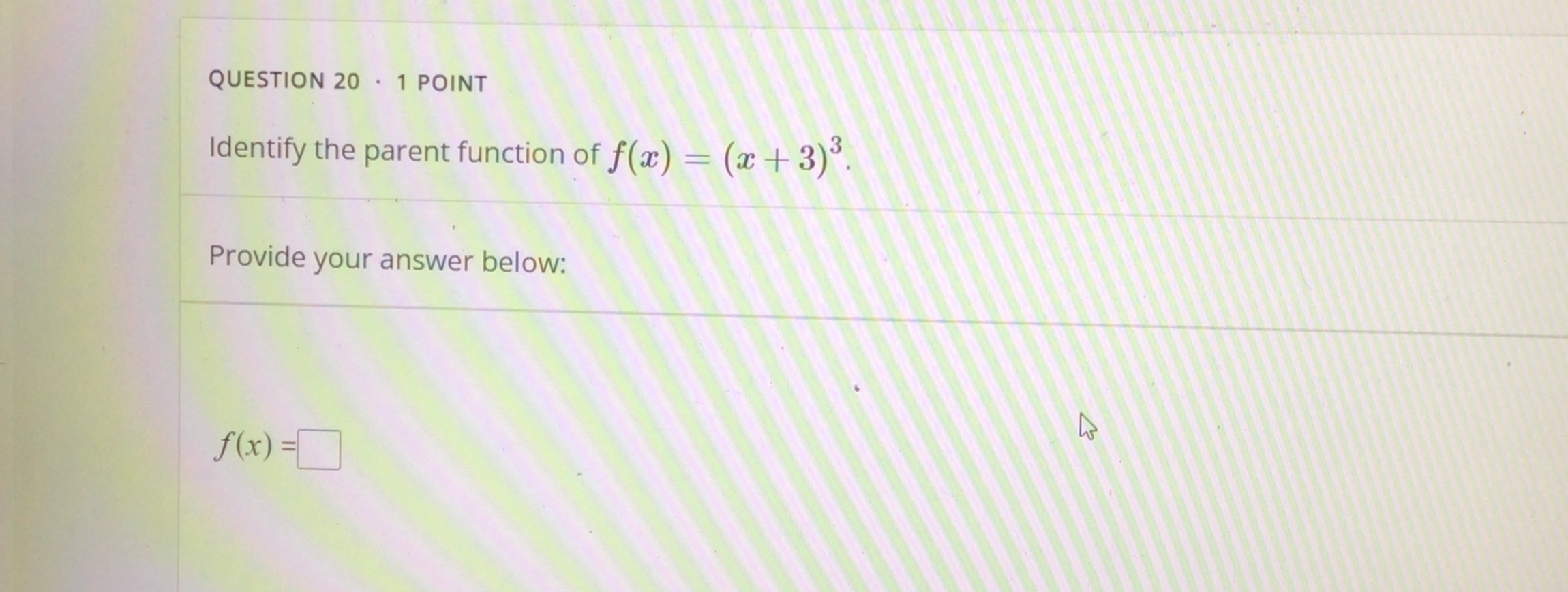 Solved QUESTION 20 * 1 ﻿POINTIdentify the parent function of | Chegg.com