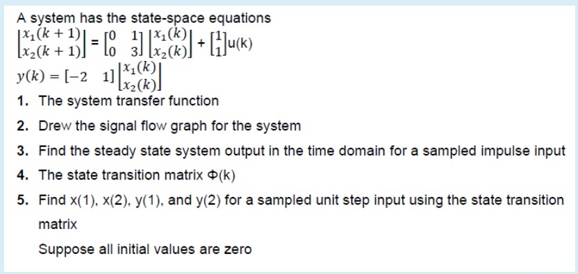 Solved A system has the state-space | Chegg.com