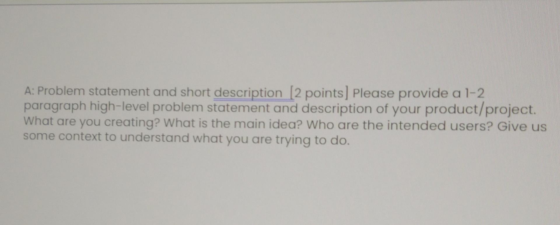 Solved A: Problem statement and short description [2 points) | Chegg.com