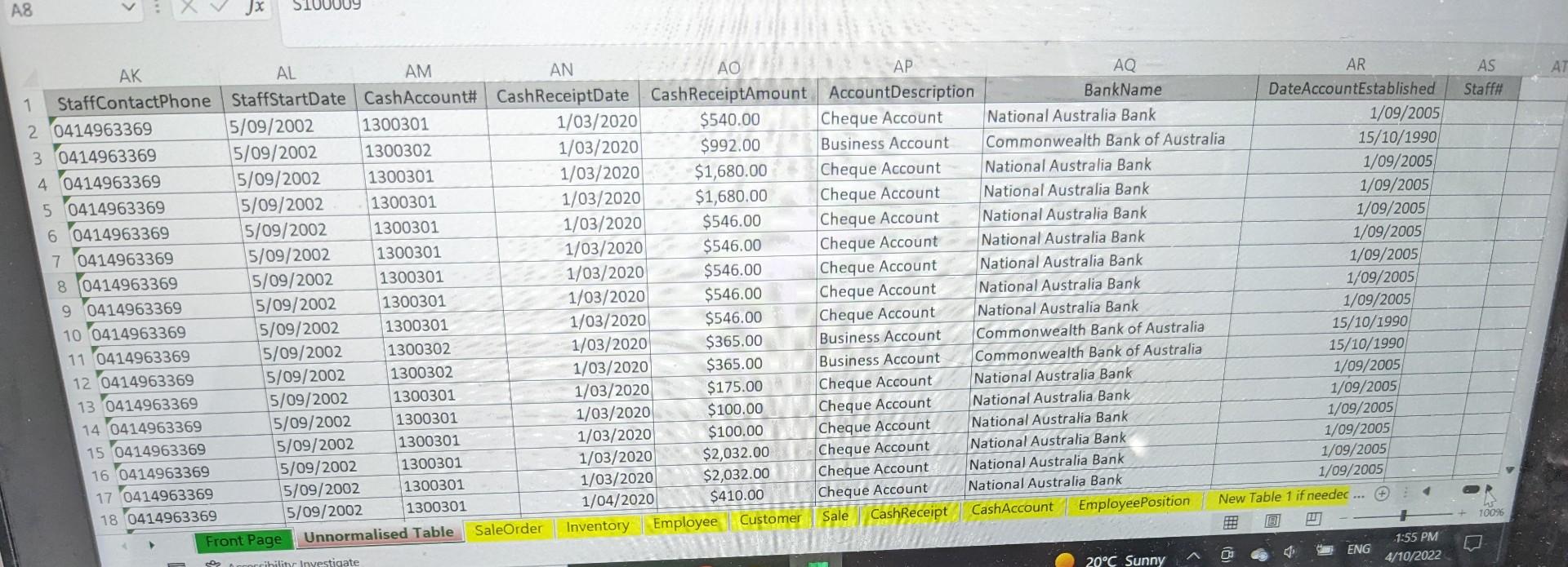 Solved How to normalise the spreadsheet of data into the | Chegg.com