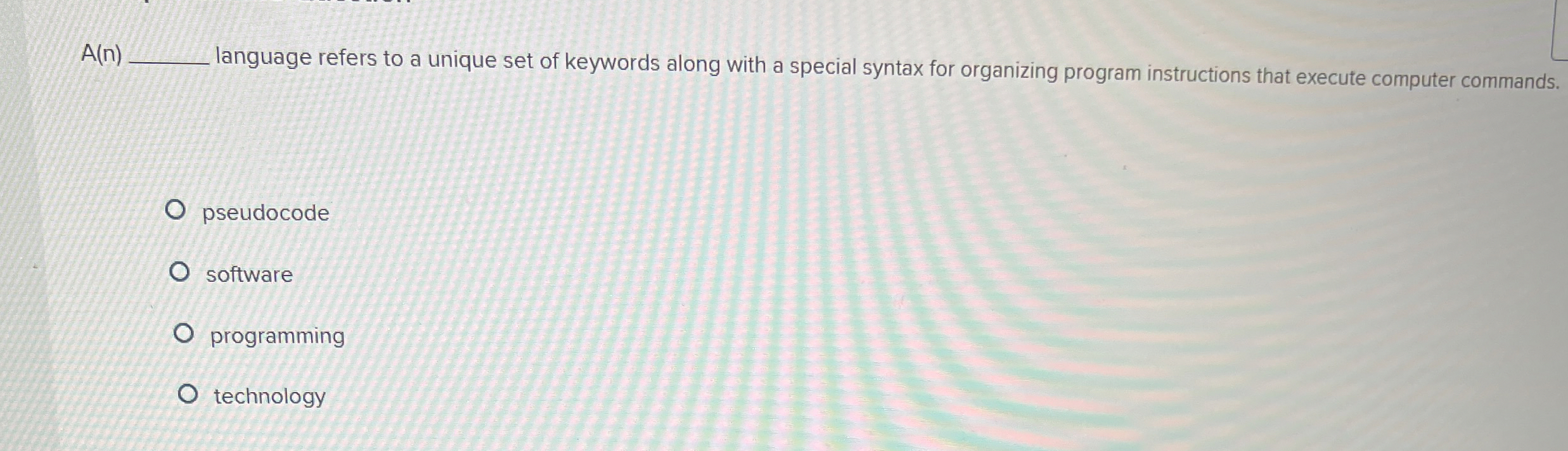 Solved A(n) q, ﻿language refers to a unique set of keywords | Chegg.com