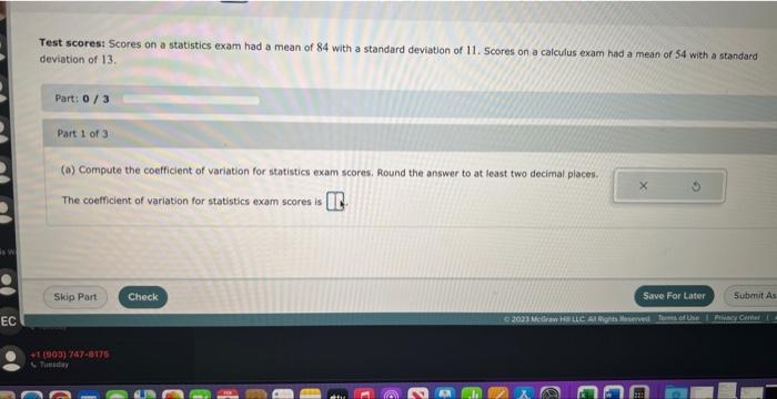 Solved Test scores: Scores on a statistics exam had a mean | Chegg.com