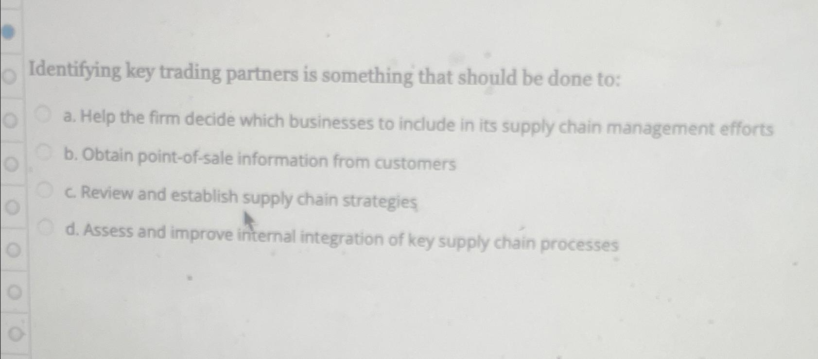 Solved Identifying key trading partners is something that | Chegg.com