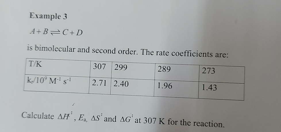 Solved Example 3A+B⇌C+Dis bimolecular and second order. The | Chegg.com