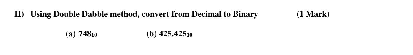 Solved II) Using Double Dabble method, convert from Decimal | Chegg.com