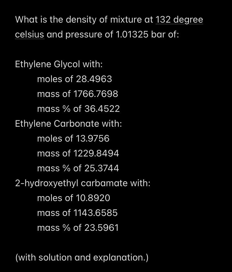 Solved What is the density of mixture at 132 ﻿degreecelsius | Chegg.com