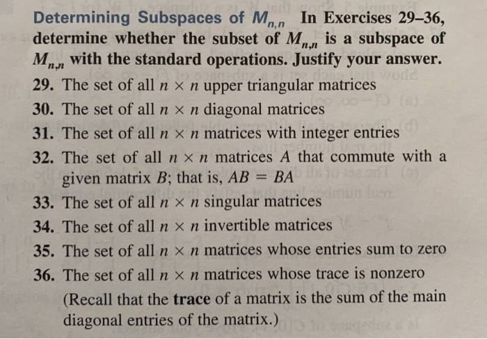 Solved Determining Subspaces of Man In Exercises 29–36, | Chegg.com