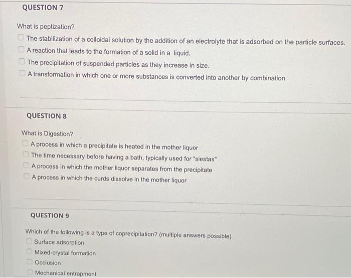 Solved What is peptization? The stabilization of a colloidal | Chegg.com