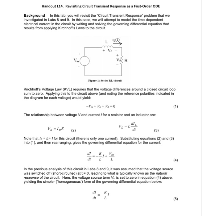 Handout L14. Revisiting Circuit Transient Response as | Chegg.com