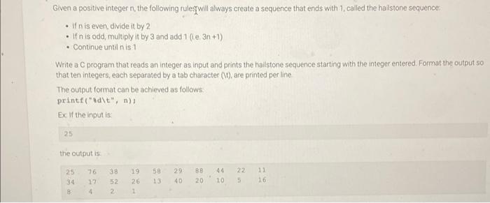 Solved Given a positive integer n, the following rulegwill | Chegg.com