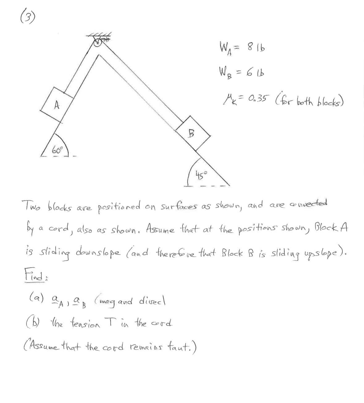 Solved (3)NA=81bJB=61bμK=0.35 (for ﻿both blocks) | Chegg.com