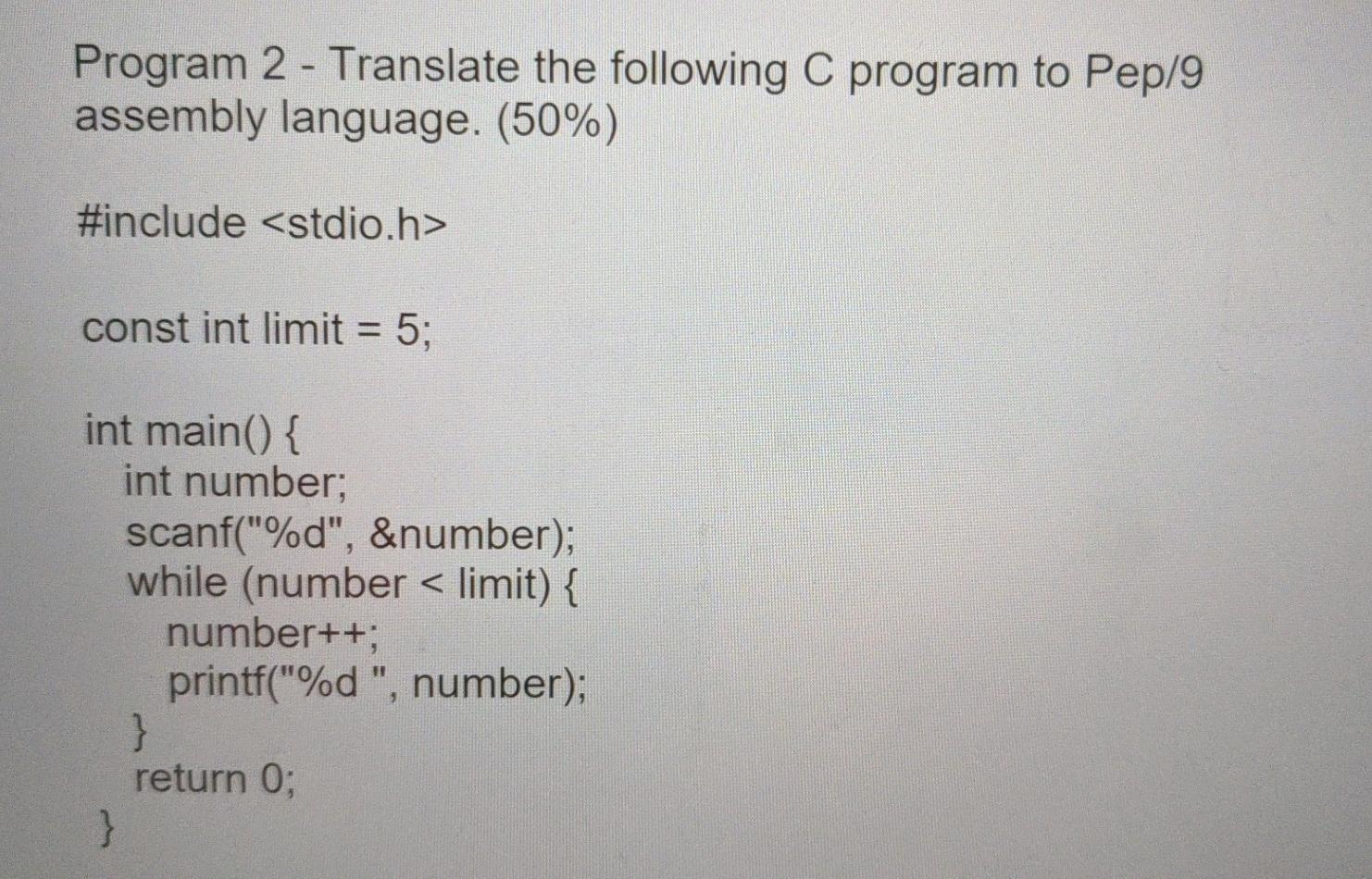 Solved Please Use Only Pep 9 Programer Translate To