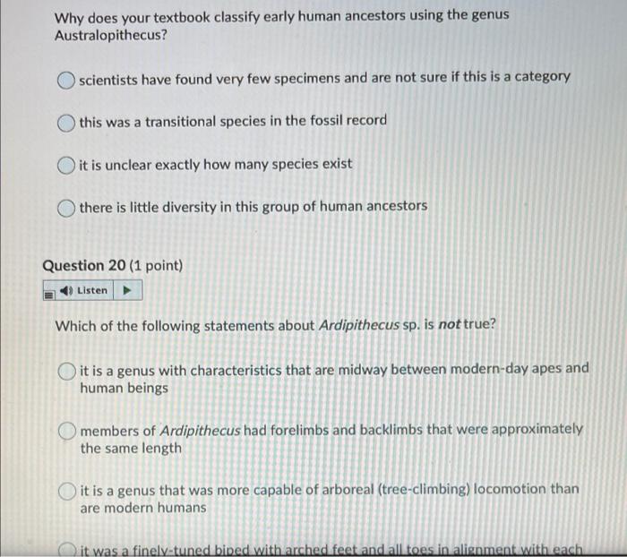 Solved Why does your textbook classify early human ancestors | Chegg.com