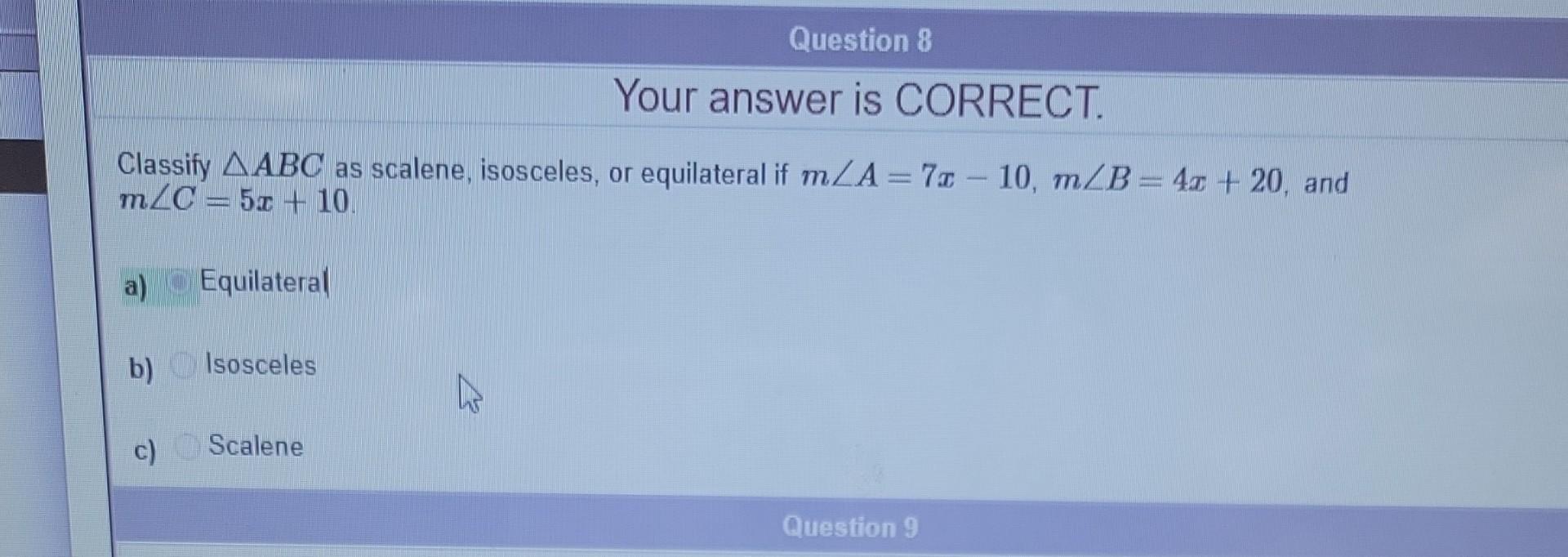 Solved Classify ABC as scalene, isosceles, or equilateral | Chegg.com