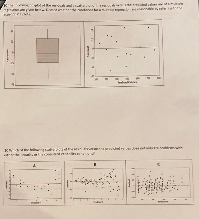 Solved 10 The following boxplot of the residuals and a | Chegg.com