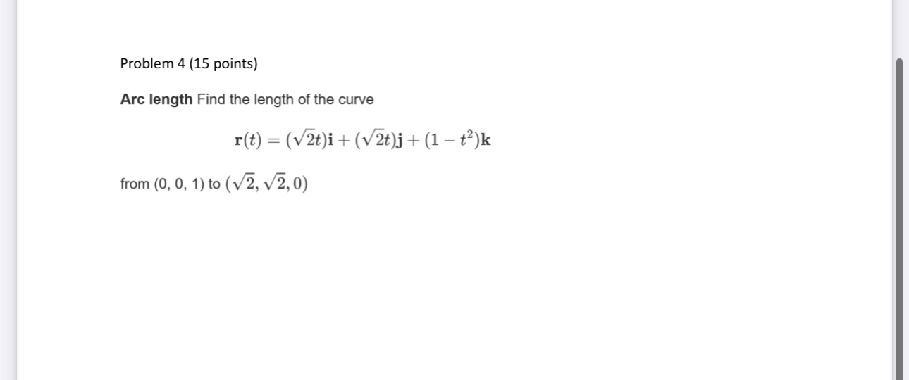 Solved Problem 4 (15 ﻿points)Arc length Find the length of | Chegg.com