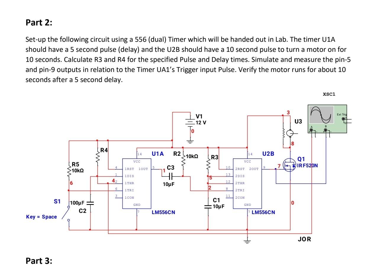 Set-up the following circuit using a 556 (dual) Timer | Chegg.com