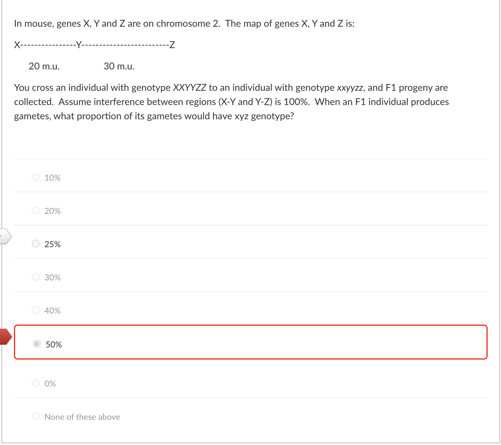 Solved In mouse, genes X,Y ﻿and Z ﻿are on chromosome 2. ﻿The | Chegg.com