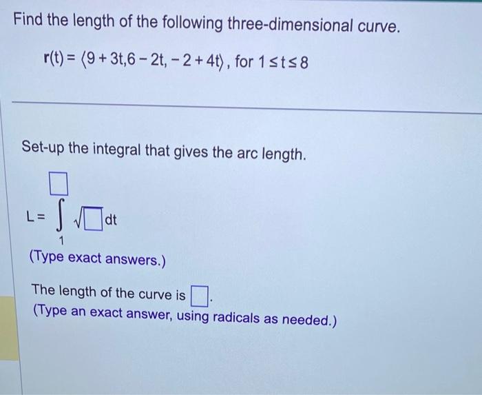 Solved Find the length of the following three-dimensional | Chegg.com