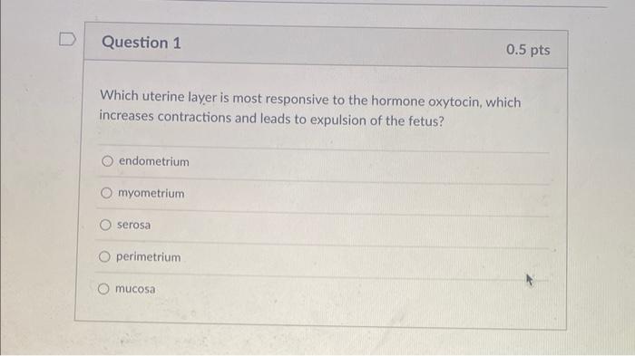 Solved Which uterine layer is most responsive to the hormone | Chegg.com
