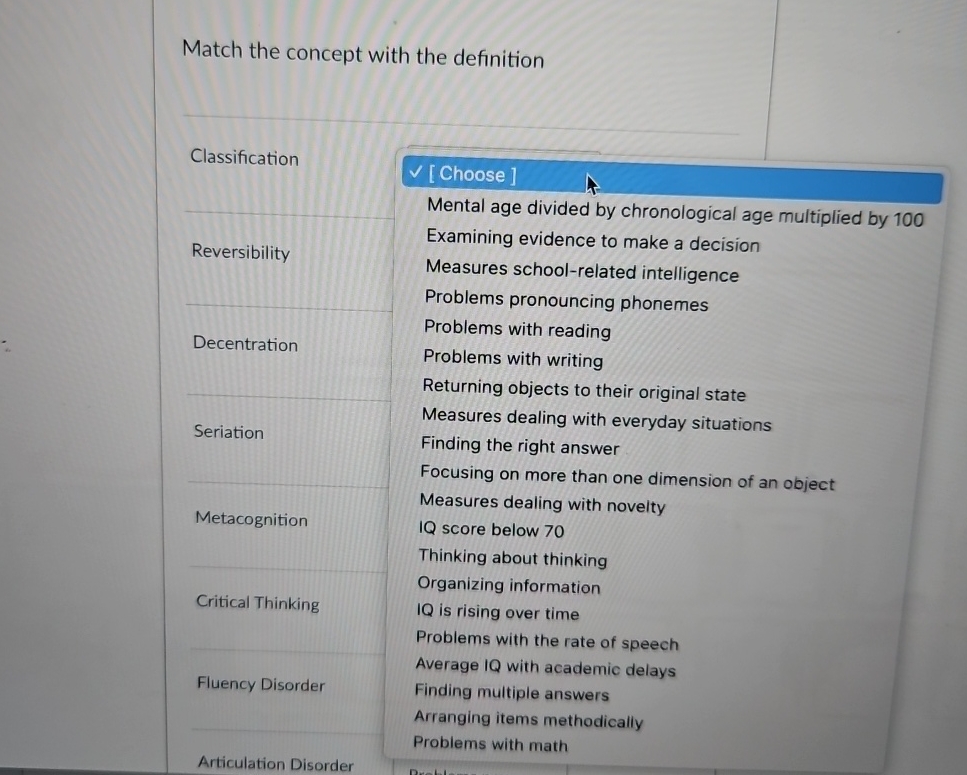 Solved Match the concept with the | Chegg.com