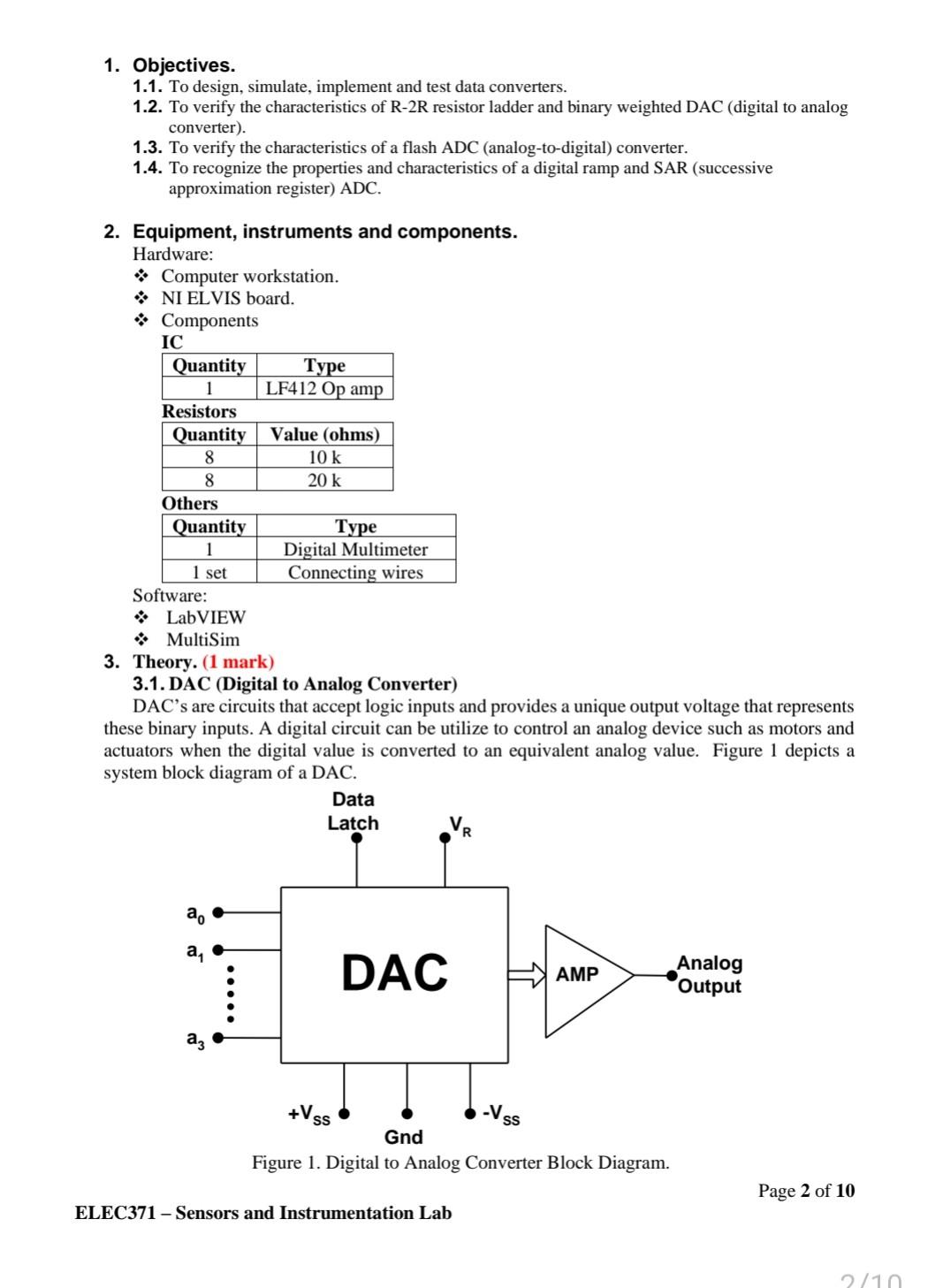 ELEC371 - > Sensors and Instrumentation Lab. Lab | Chegg.com
