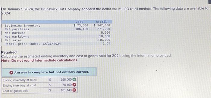 Solved On January 1,2024 , the Brunswick Hat Company adopted | Chegg.com