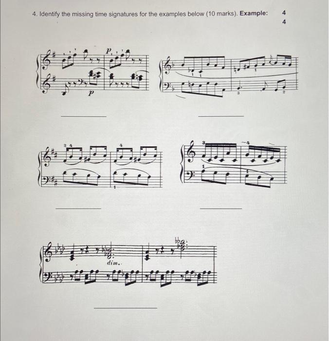 4. Identify the missing time signatures for the | Chegg.com