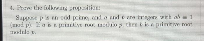 Solved 4. Prove the following proposition: Suppose p is an | Chegg.com