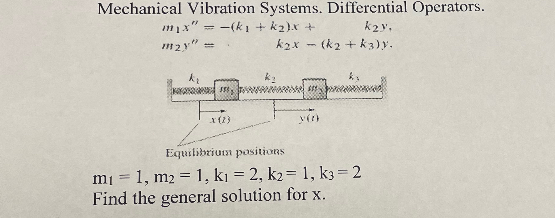 Mechanical Vibration Systems. Differential | Chegg.com