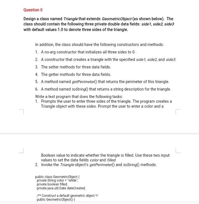 Solved esign a class named Triangle that extends | Chegg.com
