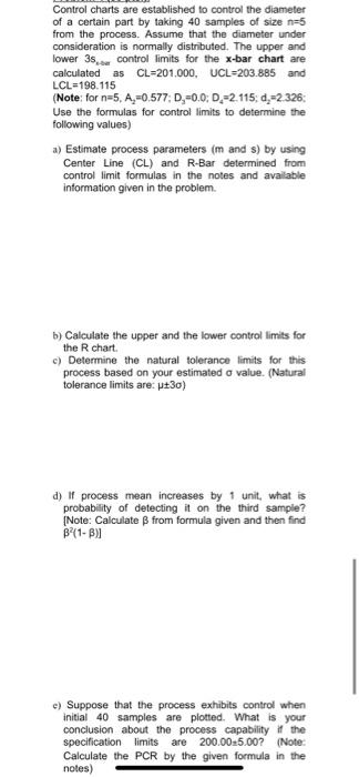 Solved Control charts are established to control the | Chegg.com