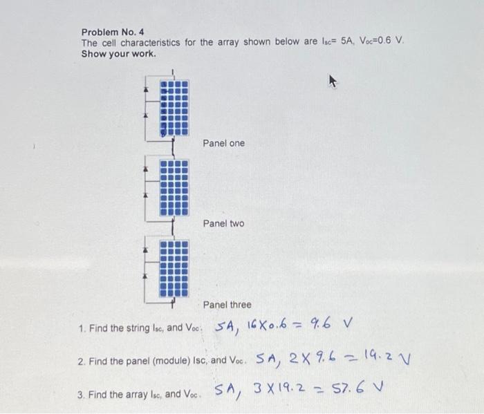 Problem No. 4 The cell characteristics for the array | Chegg.com