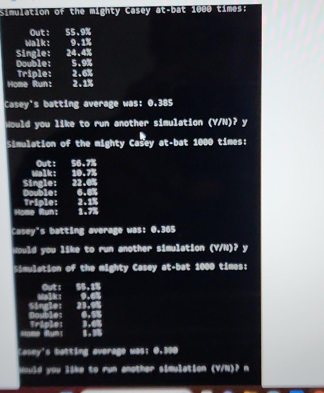 imulation of the mighty casey at-bat 1000 mimes: | Chegg.com