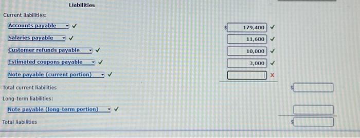 Solved Current liabilities: Liabilities Accounts payable | Chegg.com