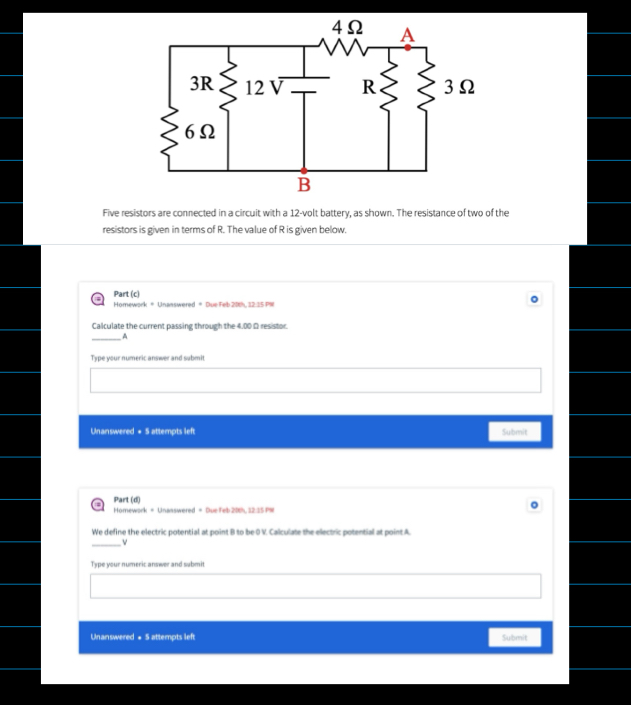 Solved Five resistors are connected in a circuit with a | Chegg.com