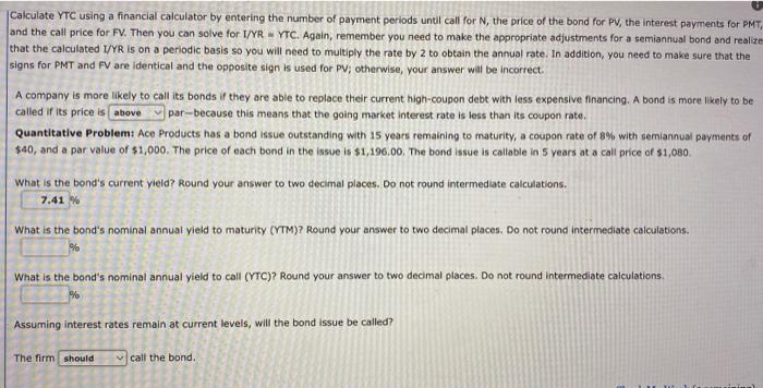 Solved Bonds Valuation: Calculating Yields Unlike the coupon | Chegg.com