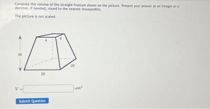 Solved Compute the volume of the straight frustum shown on | Chegg.com