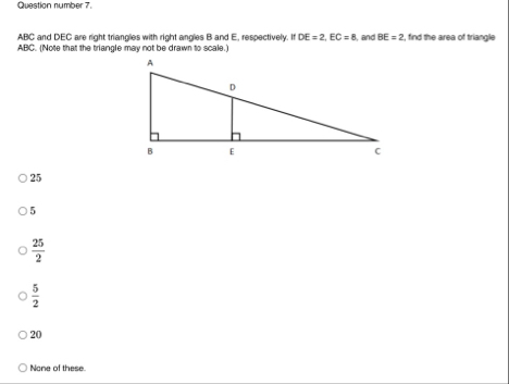 Solved Question number 7.ABC and DEC are right triangles | Chegg.com