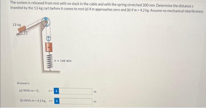 Solved The system is released from rest with no slack in the | Chegg.com