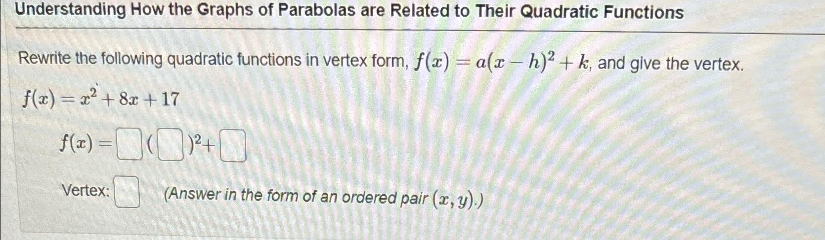 Solved Understanding How the Graphs of Parabolas are Related | Chegg.com