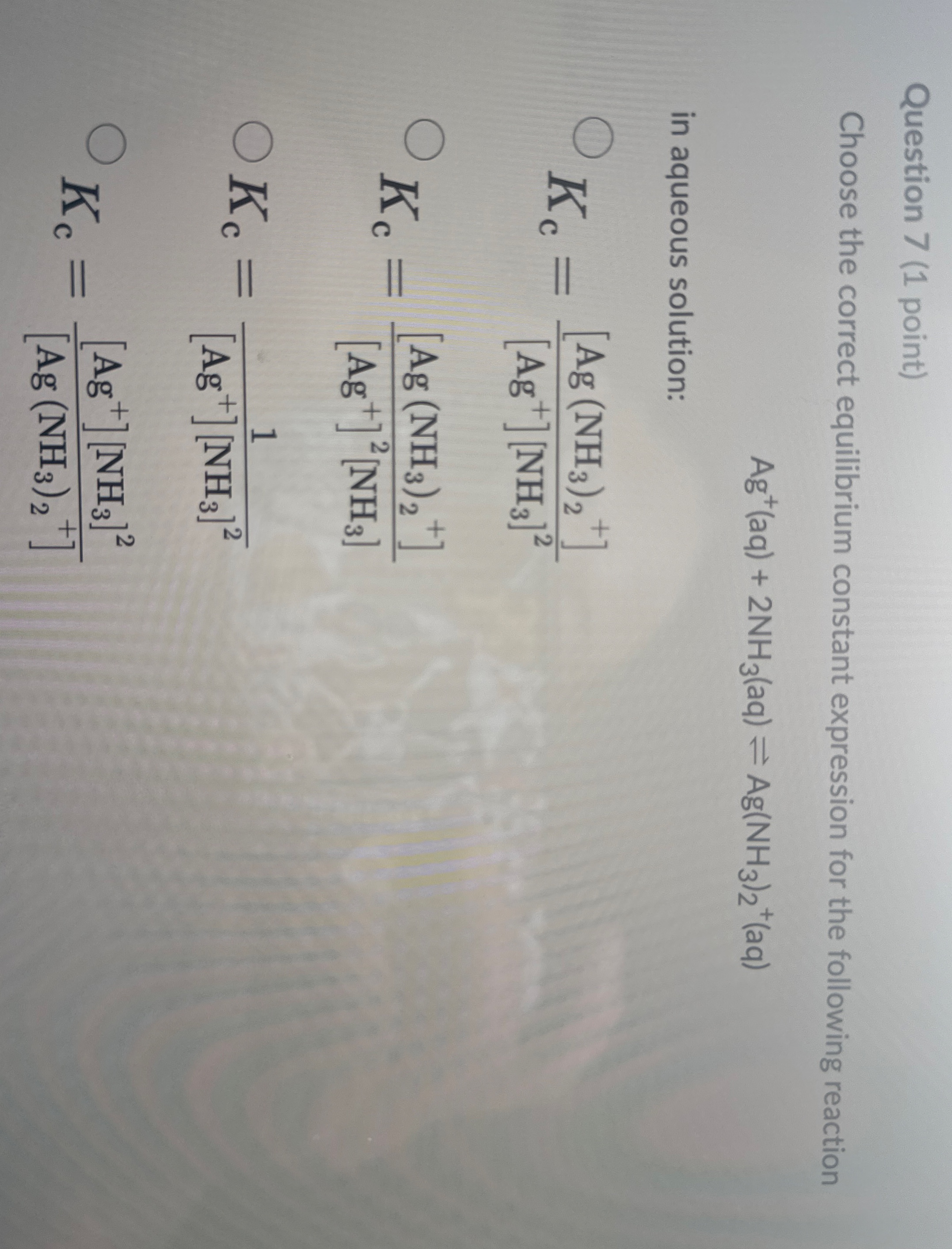 Solved Question 7 (1 ﻿point)Choose the correct equilibrium | Chegg.com