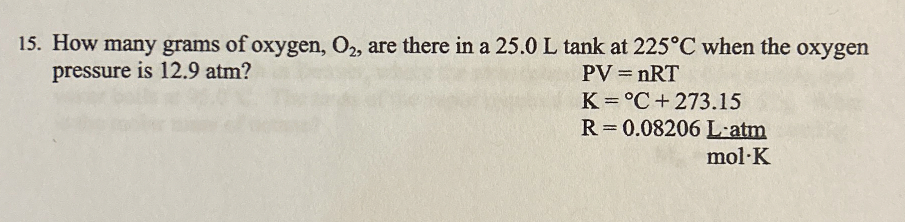 Solved How many grams of oxygen, O2, ﻿are there in a 25.0 ﻿L | Chegg.com