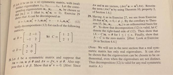 Solved 1. Let A be an (n×n) symmetric matrix, with (real) | Chegg.com