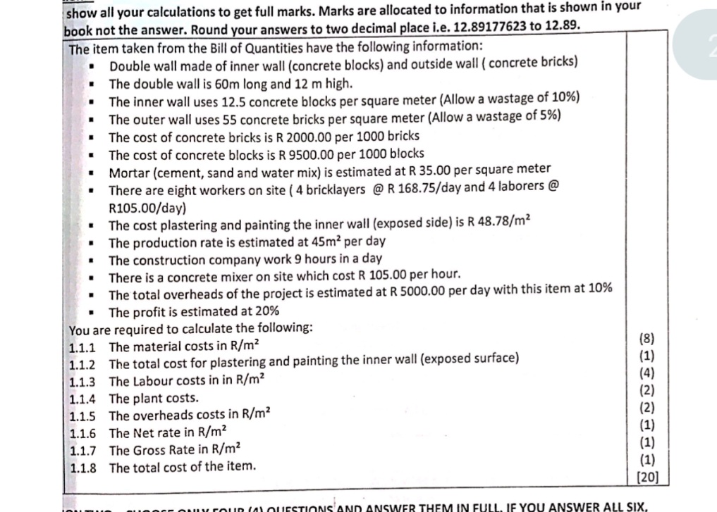 Solved show all your calculations to get full marks. Marks | Chegg.com