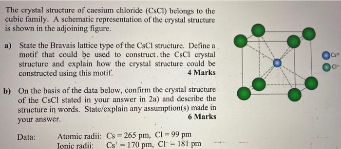 Solved The crystal structure of caesium chloride (CsCl) | Chegg.com