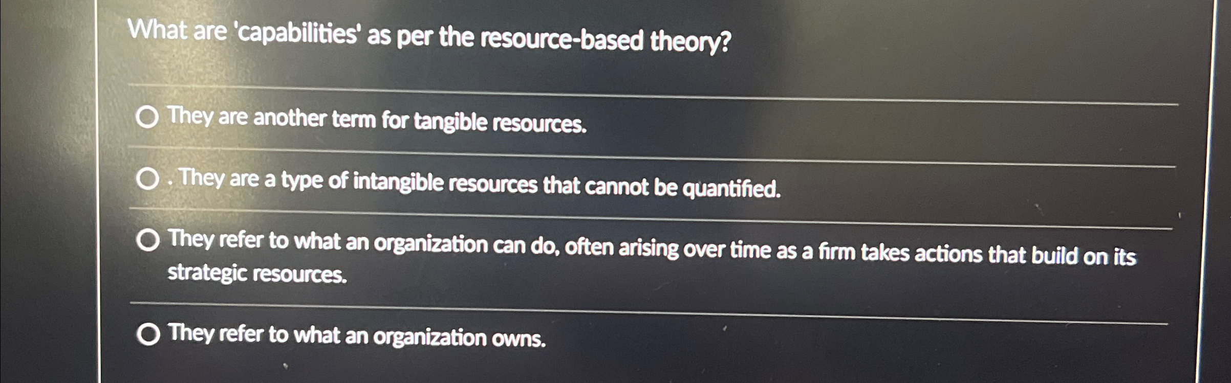 Solved What are 'capabilities' as per the resource-based | Chegg.com