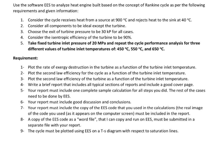 Use the software EES to analyze heat engine built | Chegg.com